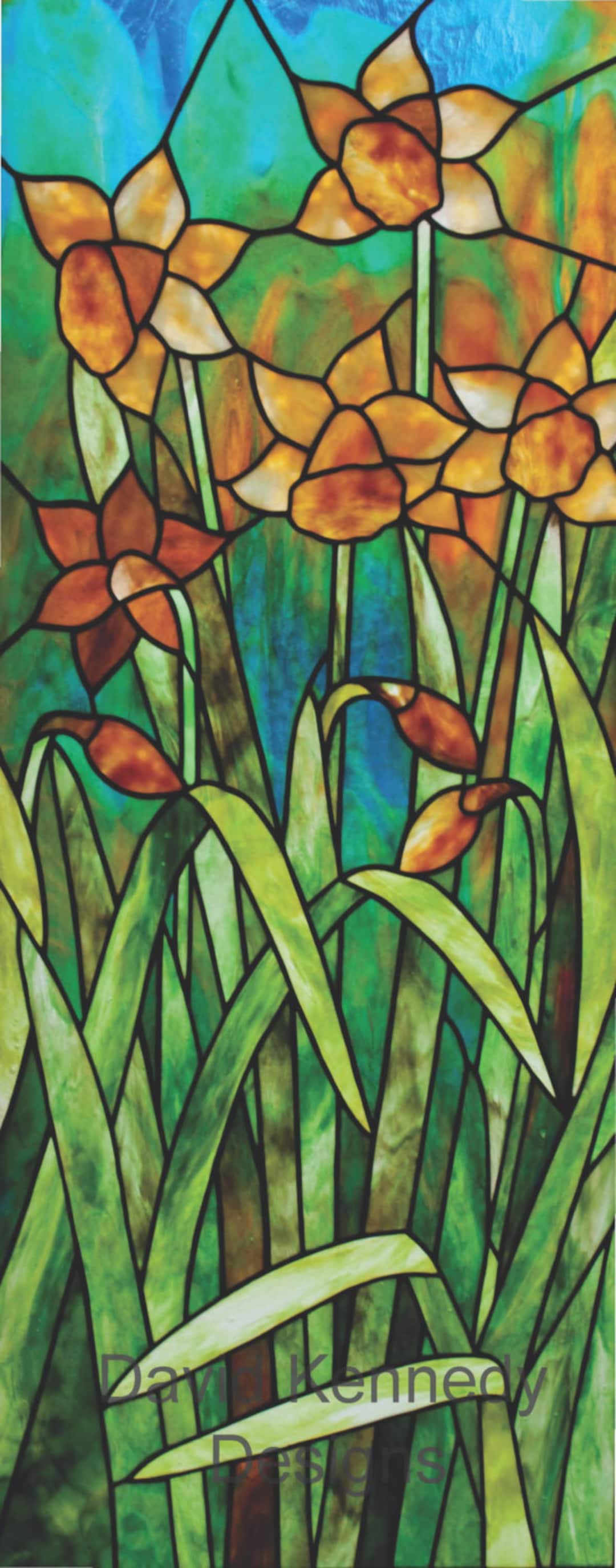 Daffodil Day Stained Glass Pattern. © David Kennedy Designs. - Etsy
