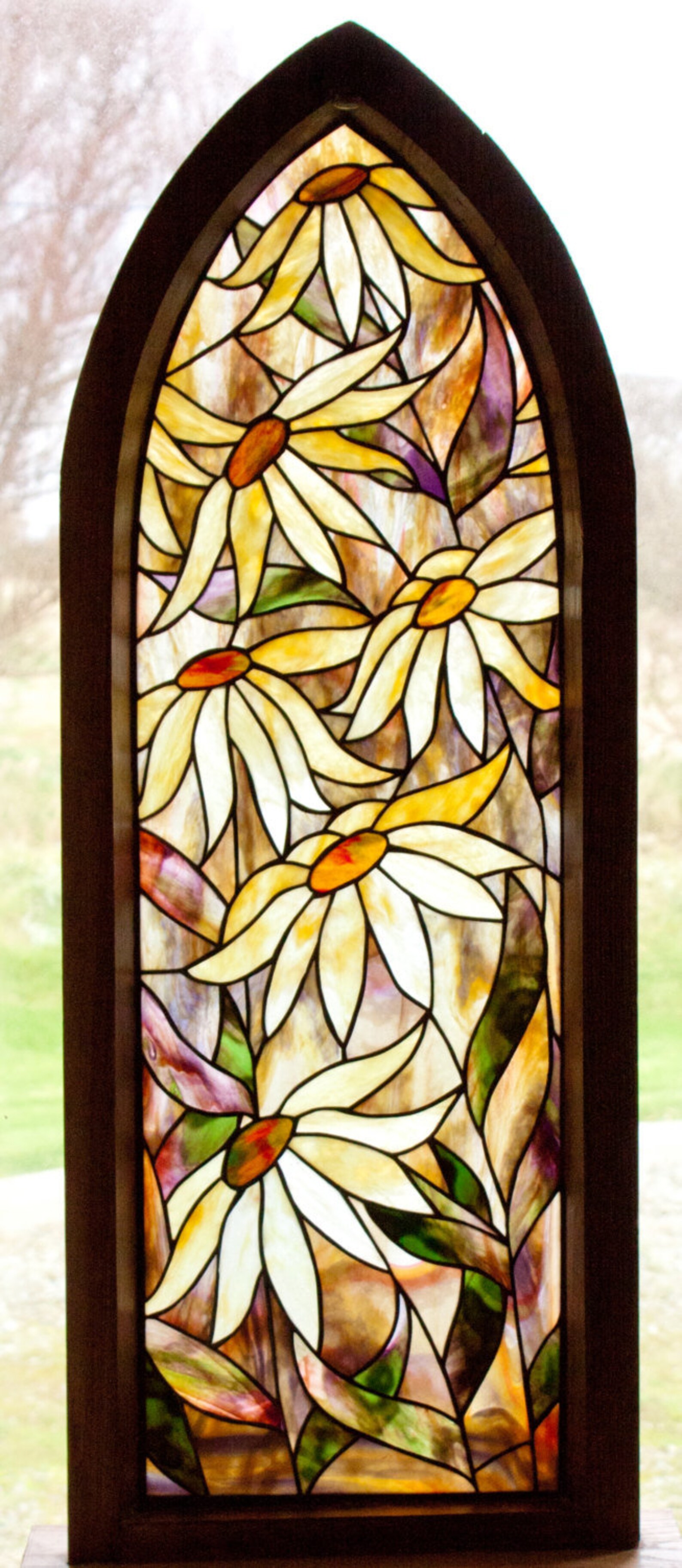 Gothic Daisy Stained Glass Pattern. © David Kennedy Designs. - Etsy