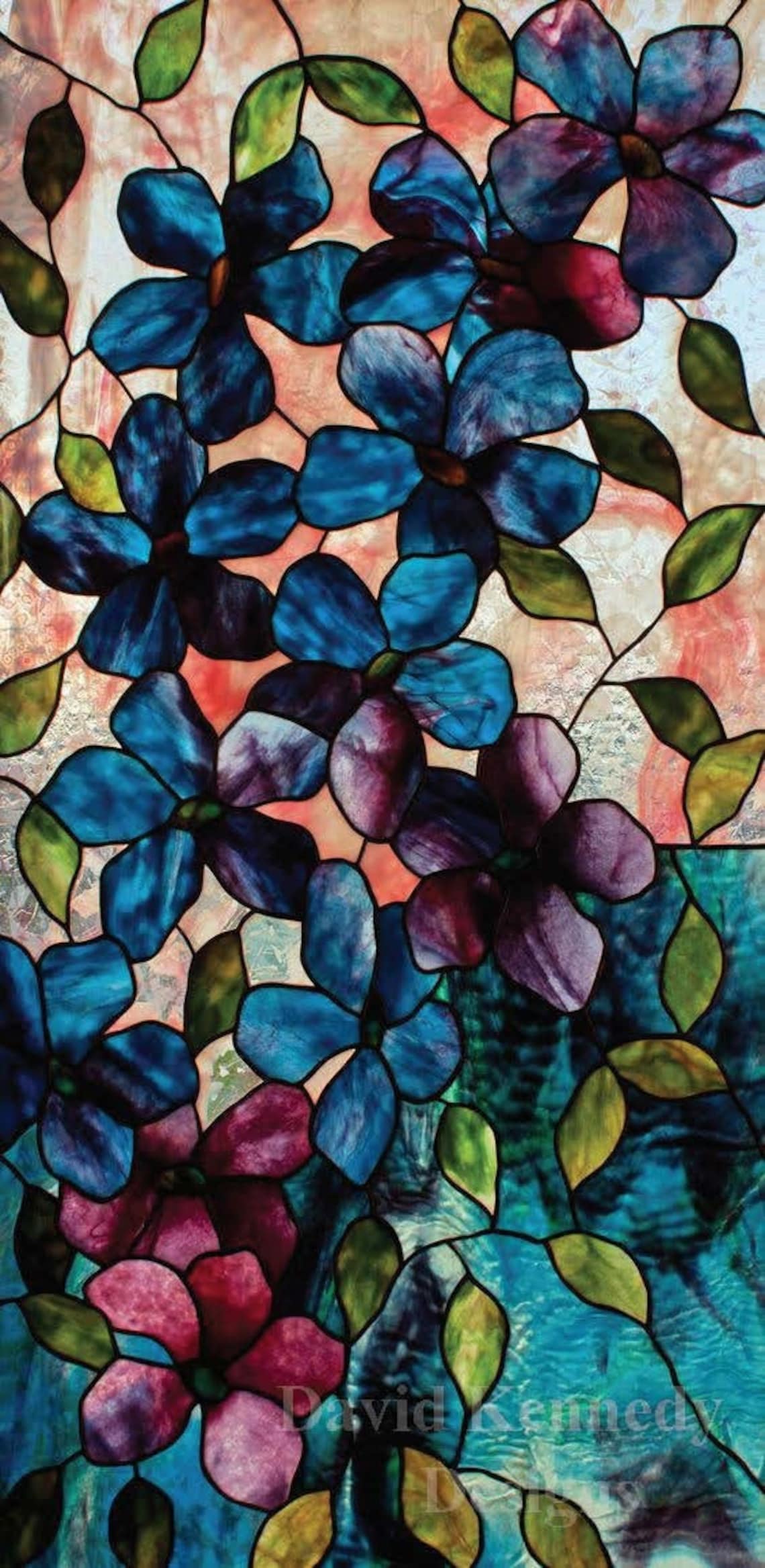 Clematis Stained Glass Pattern. © David Kennedy Designs. - Etsy Ireland