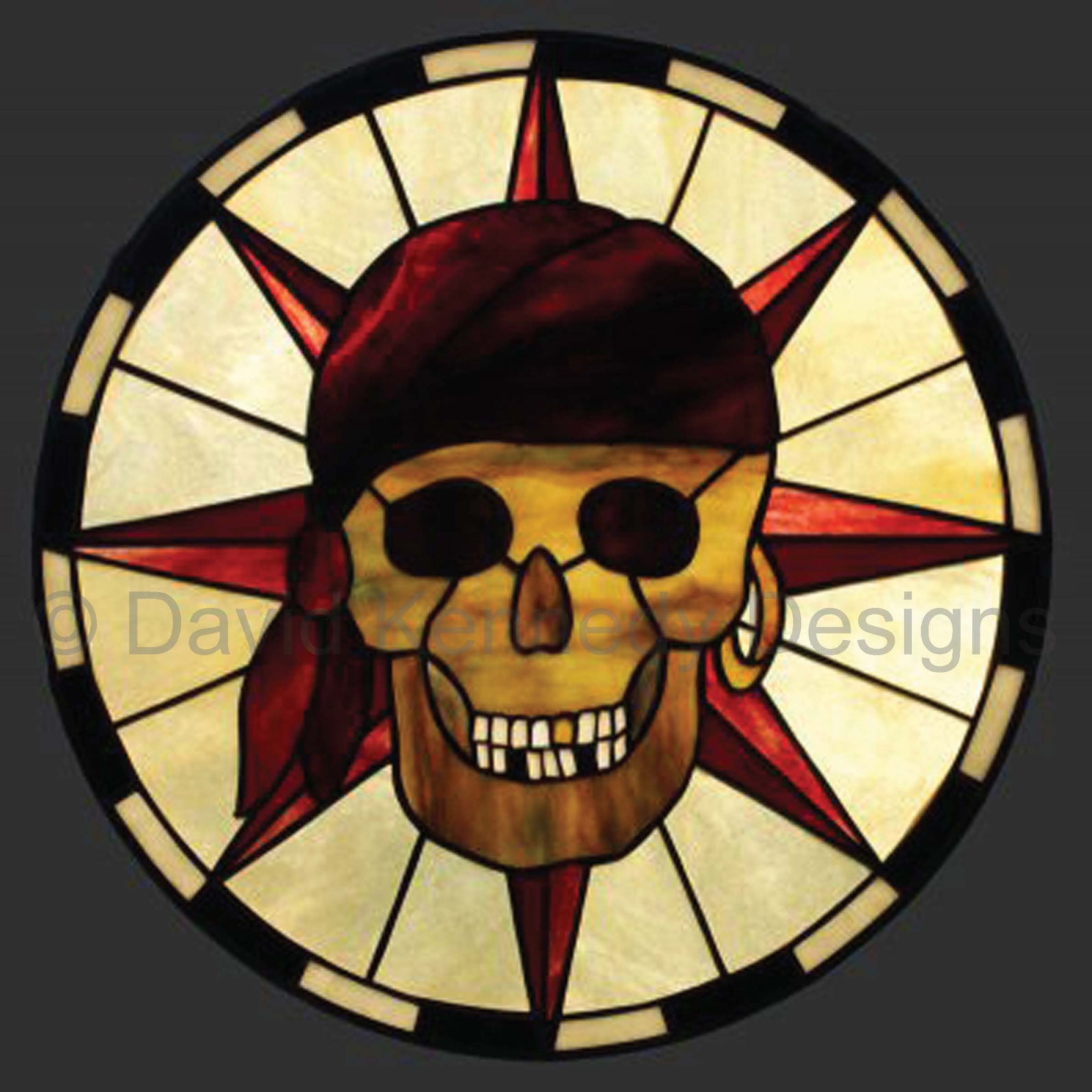 Pirate Skull Stained Glass Pattern.© David Kennedy Designs. - Etsy