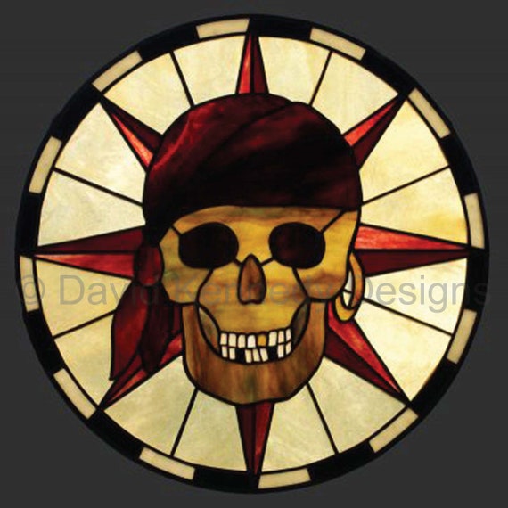 Pirate Skull Stained Glass Pattern.© David Kennedy Designs. - Etsy