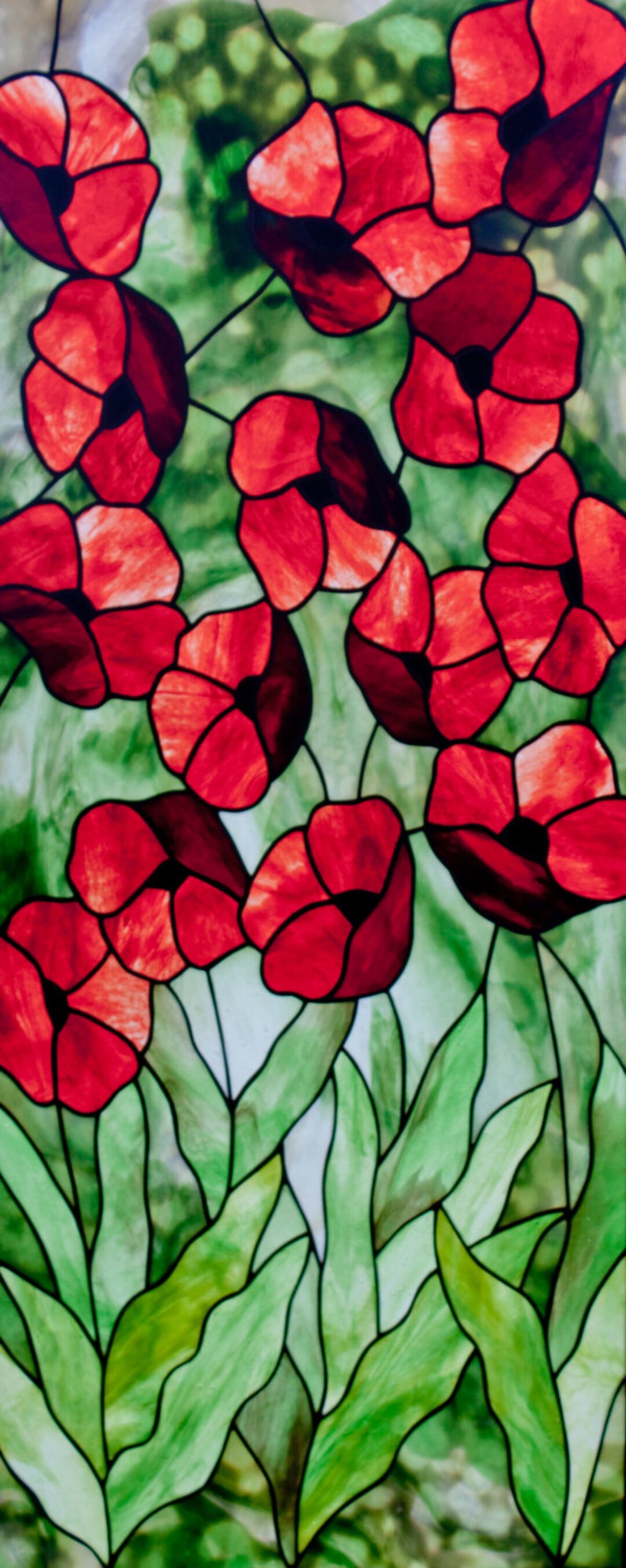 Poppies Stained Glass Pattern. © David Kennedy Designs. - Etsy