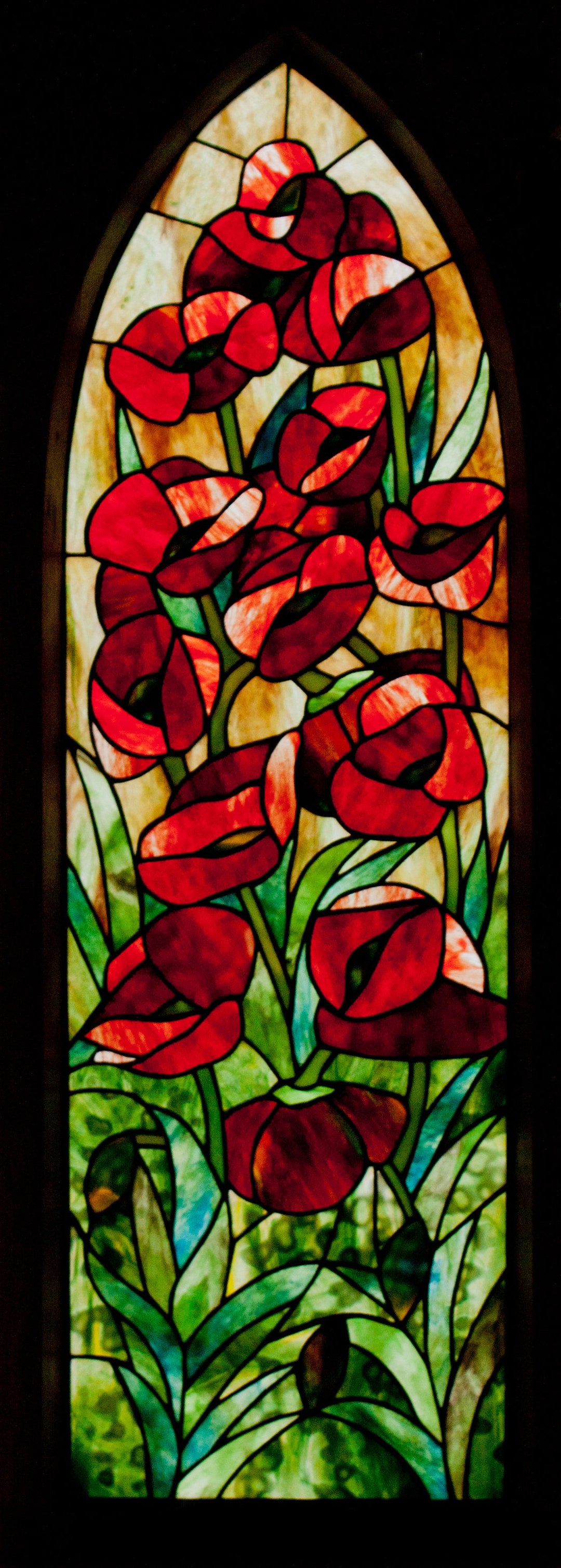 Gothic Poppies Stained Glass Pattern. © David Kennedy Designs. - Etsy
