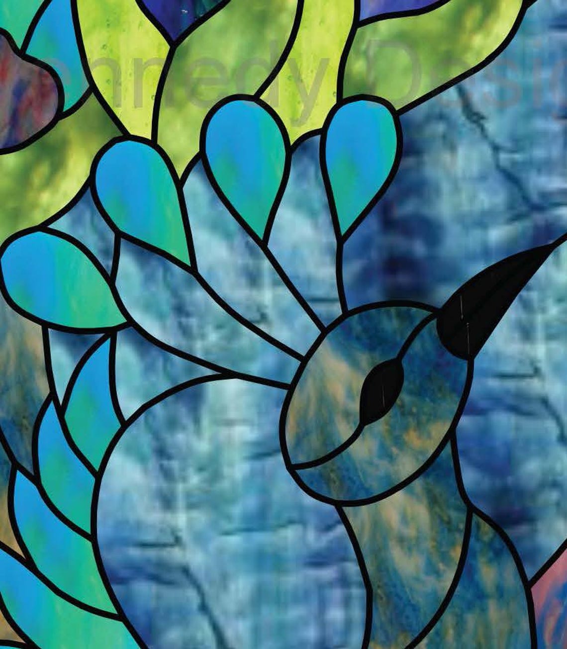 Peacock 1 Stained Glass Pattern. © David Kennedy Designs. - Etsy