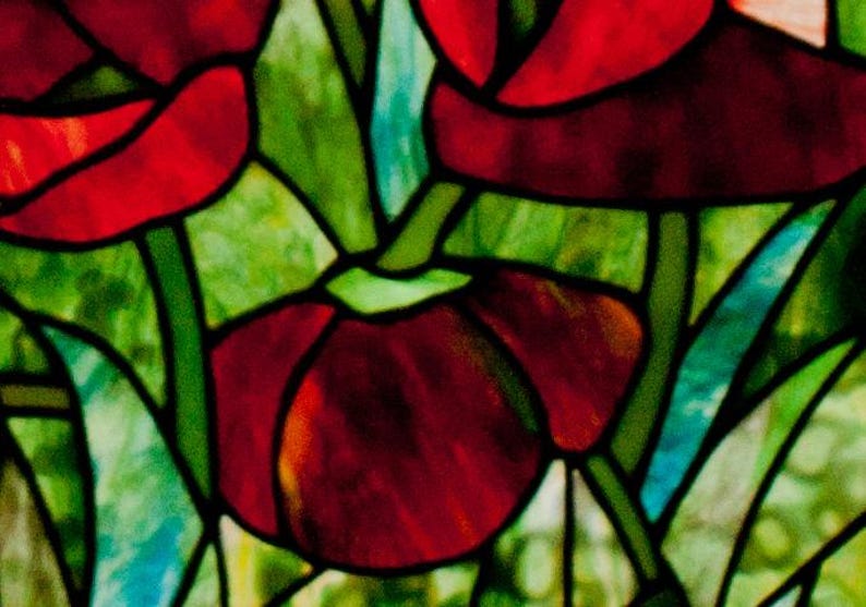 Gothic Poppies Stained Glass Pattern. © David Kennedy Designs. - Etsy