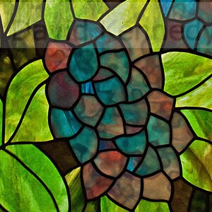 Blue Hydrangea Stained Glass Pattern. © David Kennedy Designs. - Etsy