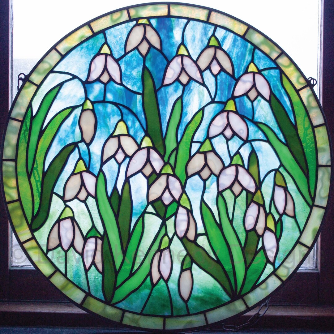 Snowdrops in the Round Stained Glass Pattern. © David Kennedy Designs ...