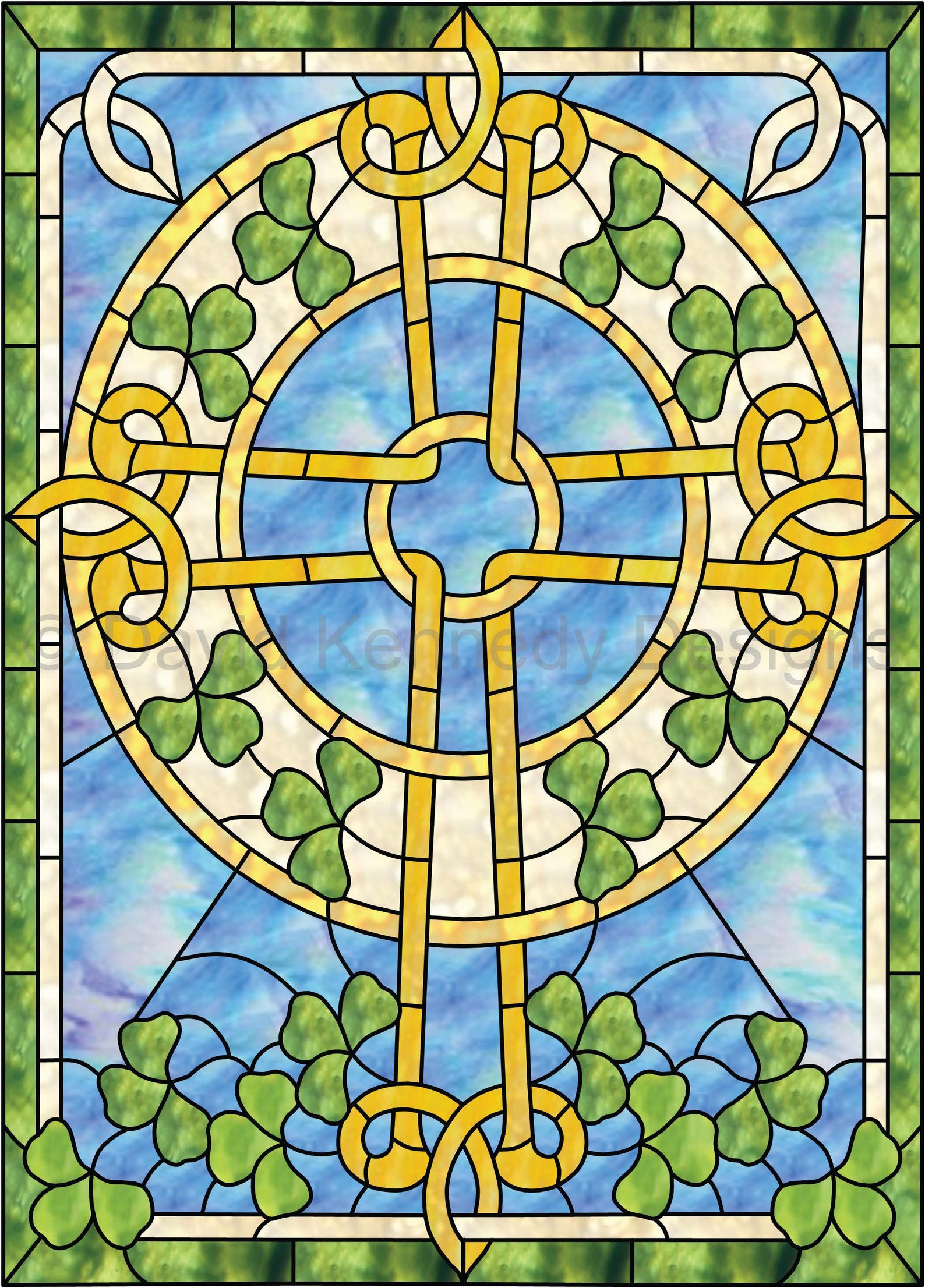 Celtic Cross Stained Glass Pattern. © David Kennedy Designs. - Etsy Canada