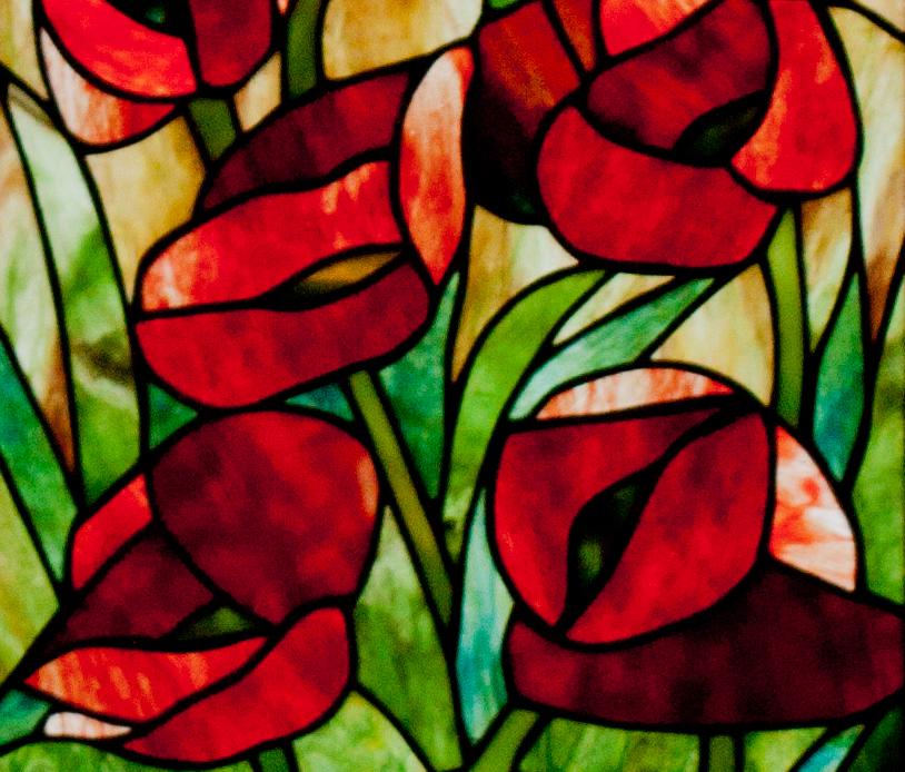 Gothic Poppies Stained Glass Pattern. © David Kennedy Designs. - Etsy