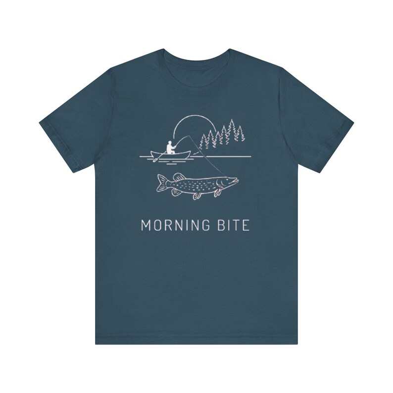 Morning Bite Pike Fishing T-shirt – Minimalist Line Art Graphic Tee ...