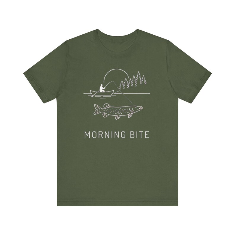 Morning Bite Pike Fishing T-shirt – Minimalist Line Art Graphic Tee ...