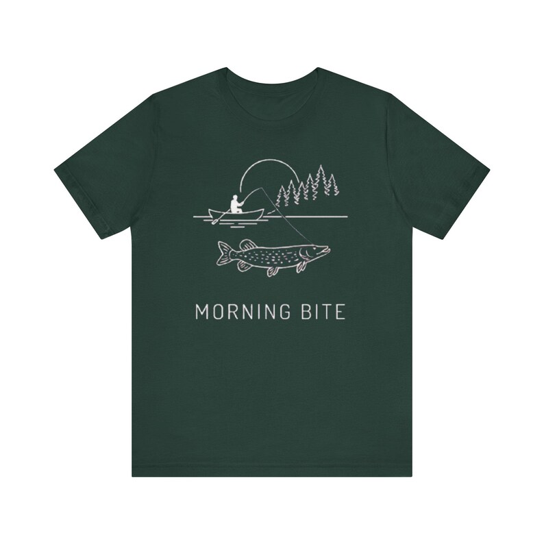 Morning Bite Pike Fishing T-shirt – Minimalist Line Art Graphic Tee ...