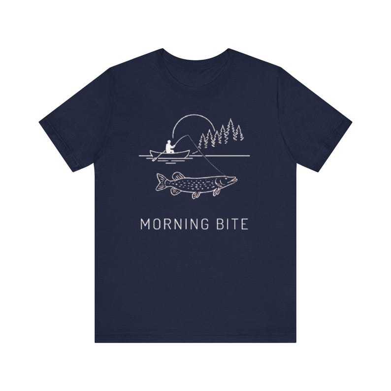 Morning Bite Pike Fishing T-shirt – Minimalist Line Art Graphic Tee ...