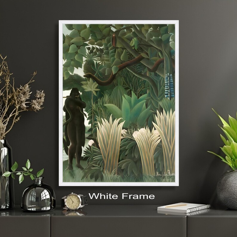 Henri Rousseau Jungle Scene Canvas, Exotic Forest Wall Art, Lush ...