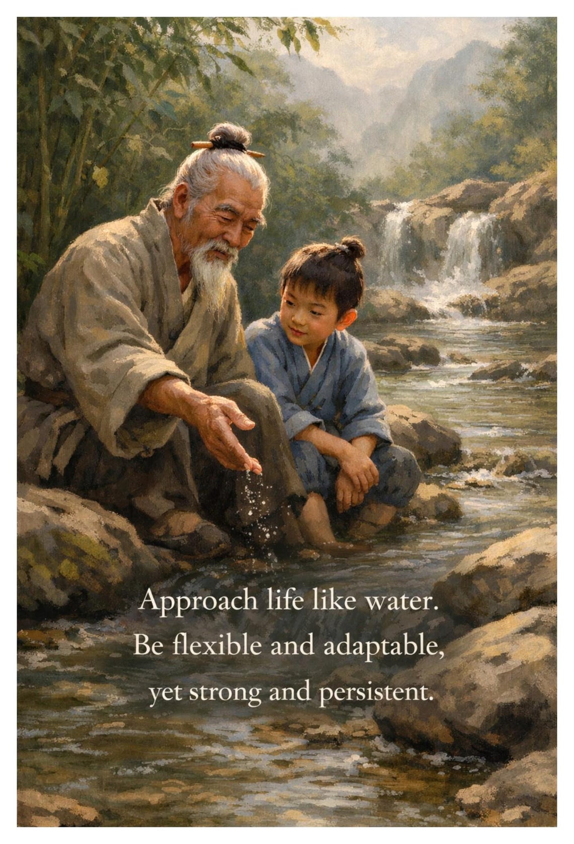 Zen River Painting Art Print – Japanese Wisdom Quote (digital Download ...