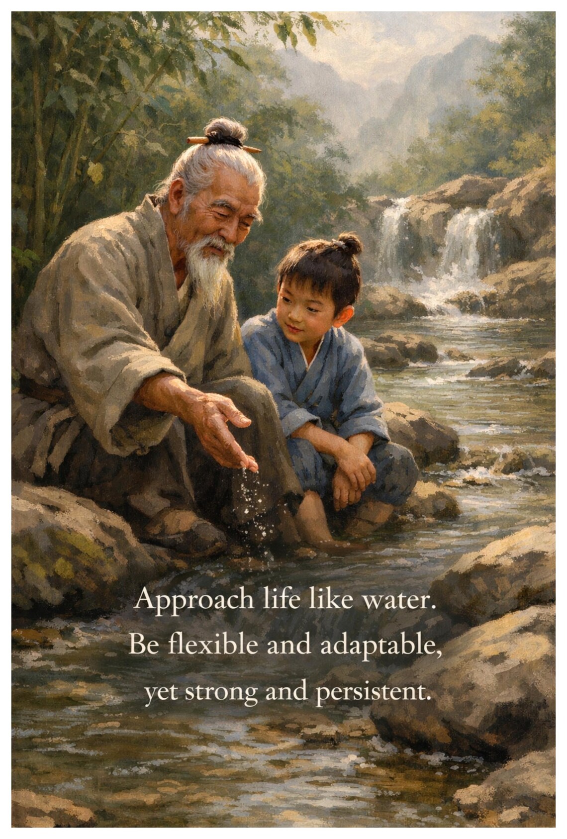 Zen River Painting Art Print – Japanese Wisdom Quote (digital Download ...
