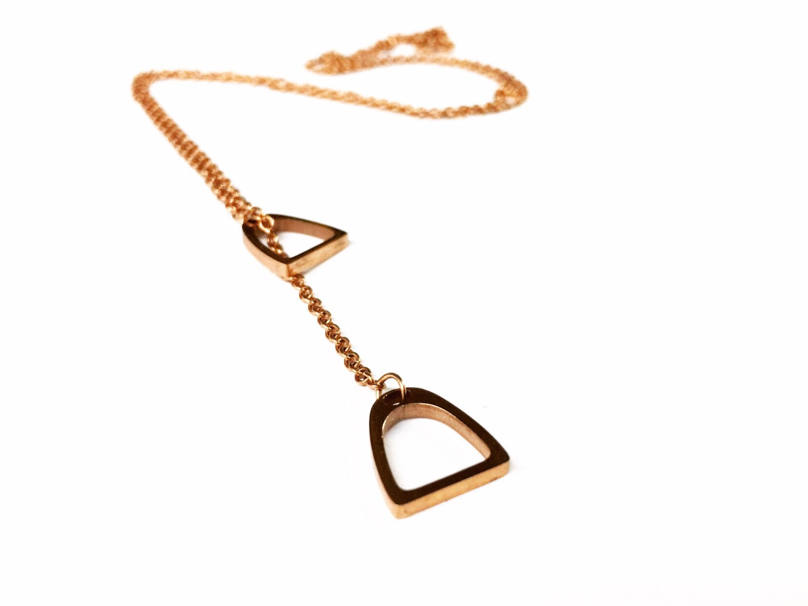 Stainless Steel Double Stirrup Necklace - Etsy