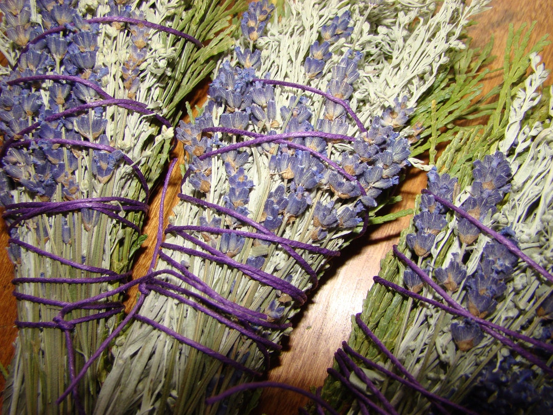 Smudge Bundle, Cedar, Sage and Lavender , Hemp Twine, Smudge Stick - Etsy