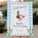 Blue Gingham One Lucky Duck Birthday Welcome Sign Template, Mallard ...