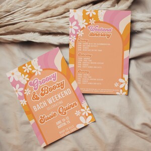 Groovy Bachelorette Invitation Itinerary Template, Groovy and Boozy ...