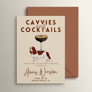 Cavalier and Martini Bachelorette Invitation Itinerary Template, King ...