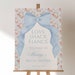 Coquette Blue Bow Bridal Shower Welcome Poster Template, Love Shack ...