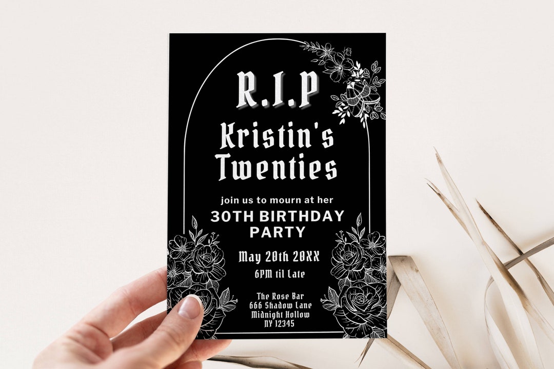 RIP 20s 30th Birthday Invitation Template, Death to My 20s, RIP ...