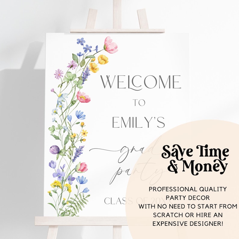 Alum in Bloom Graduation Party Welcome Poster, Editable Sign Template ...