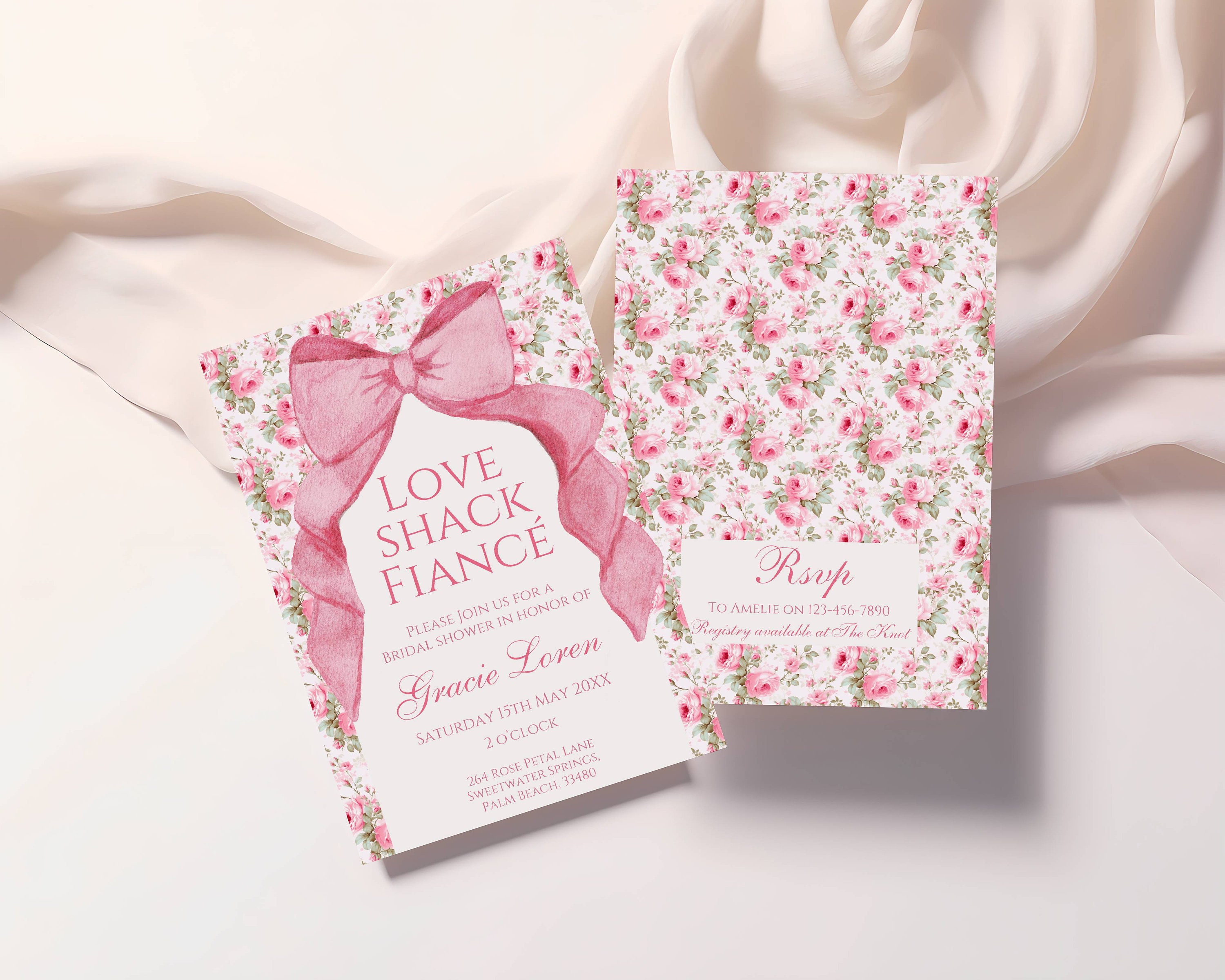 Love Shack Fiancé Bridal Shower Invitation Template, Love Shack Fancy ...