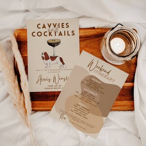 Cavalier and Martini Bachelorette Invitation Itinerary Template, King ...