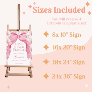 Coquette Pink Bow Bridal Shower Welcome Poster Template, Love Shack ...