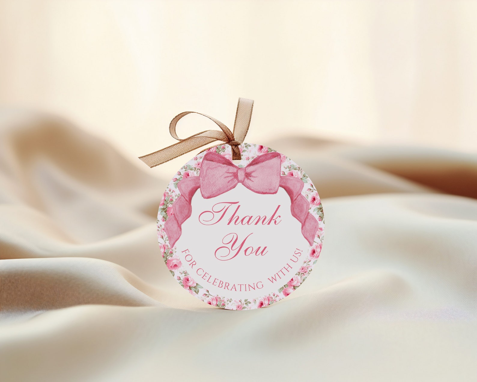Love Shack Fancy Gift Tags, Editable Template, Coquette Pink Bow Theme ...