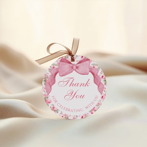 Love Shack Fancy Gift Tags, Editable Template, Coquette Pink Bow Theme ...