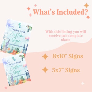 Under the Sea Birthday Table Signs, Fully Editable Templates, Ocean ...
