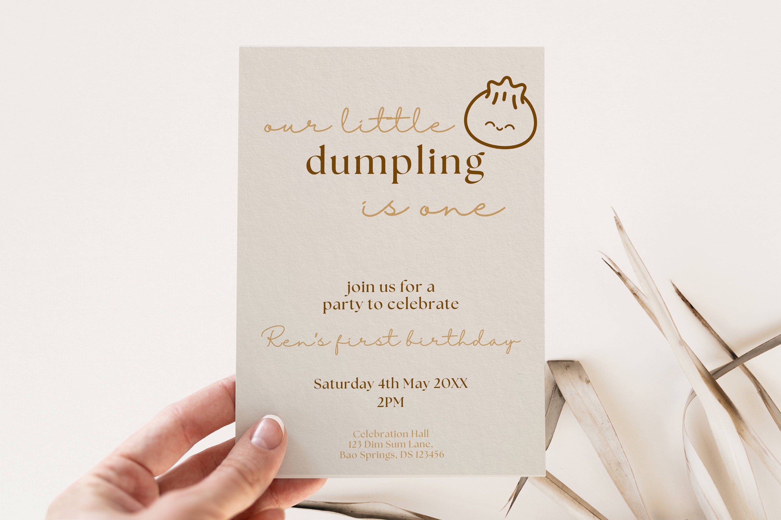 Our Little Dumpling Birthday Party Invitation, First Birthday Party ...