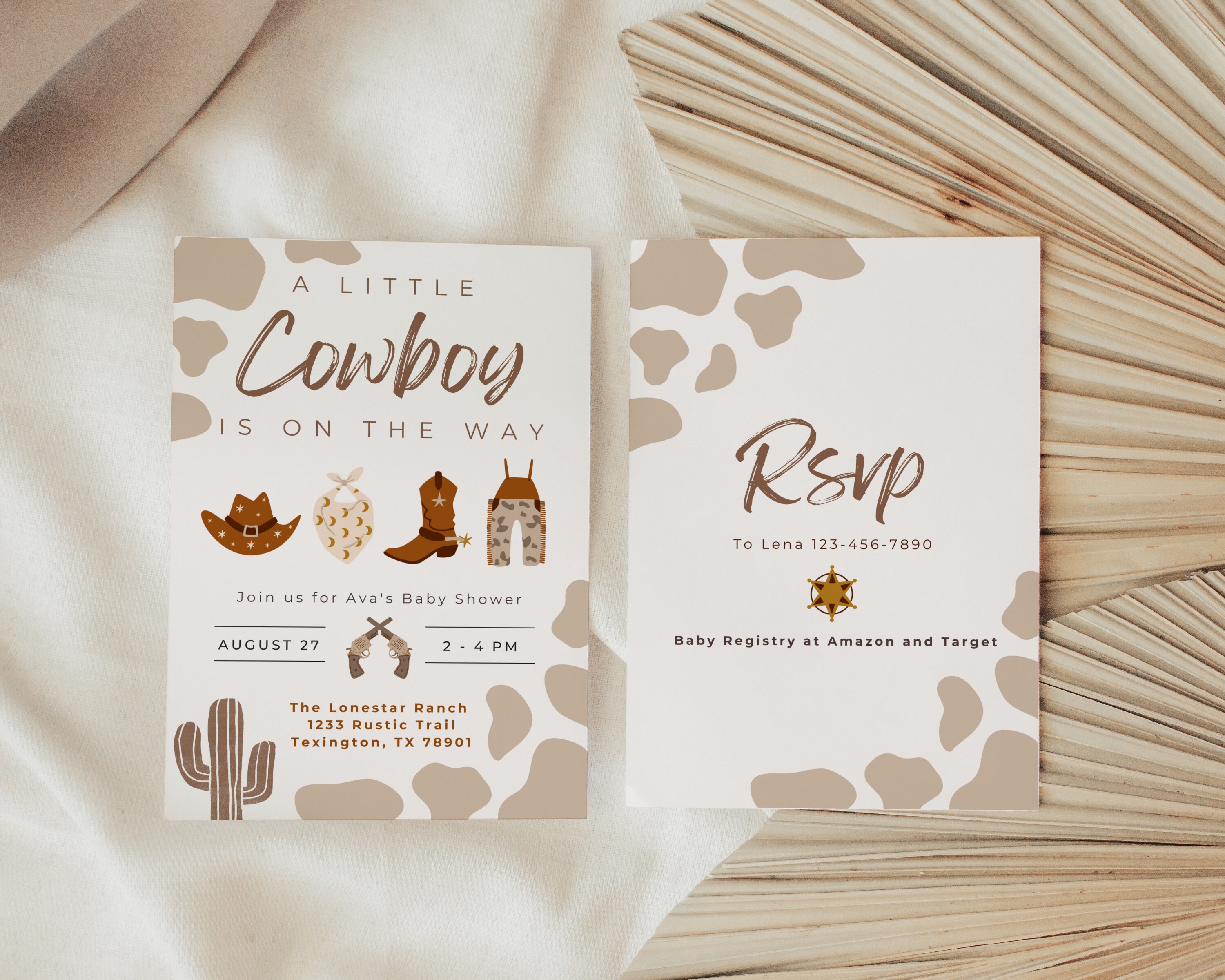 Little Cowboy Baby Shower Invite Template, Wild West Theme, Country ...