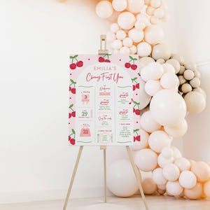 Cherry Birthday Milestone Board Template, Cherry First Party Theme ...