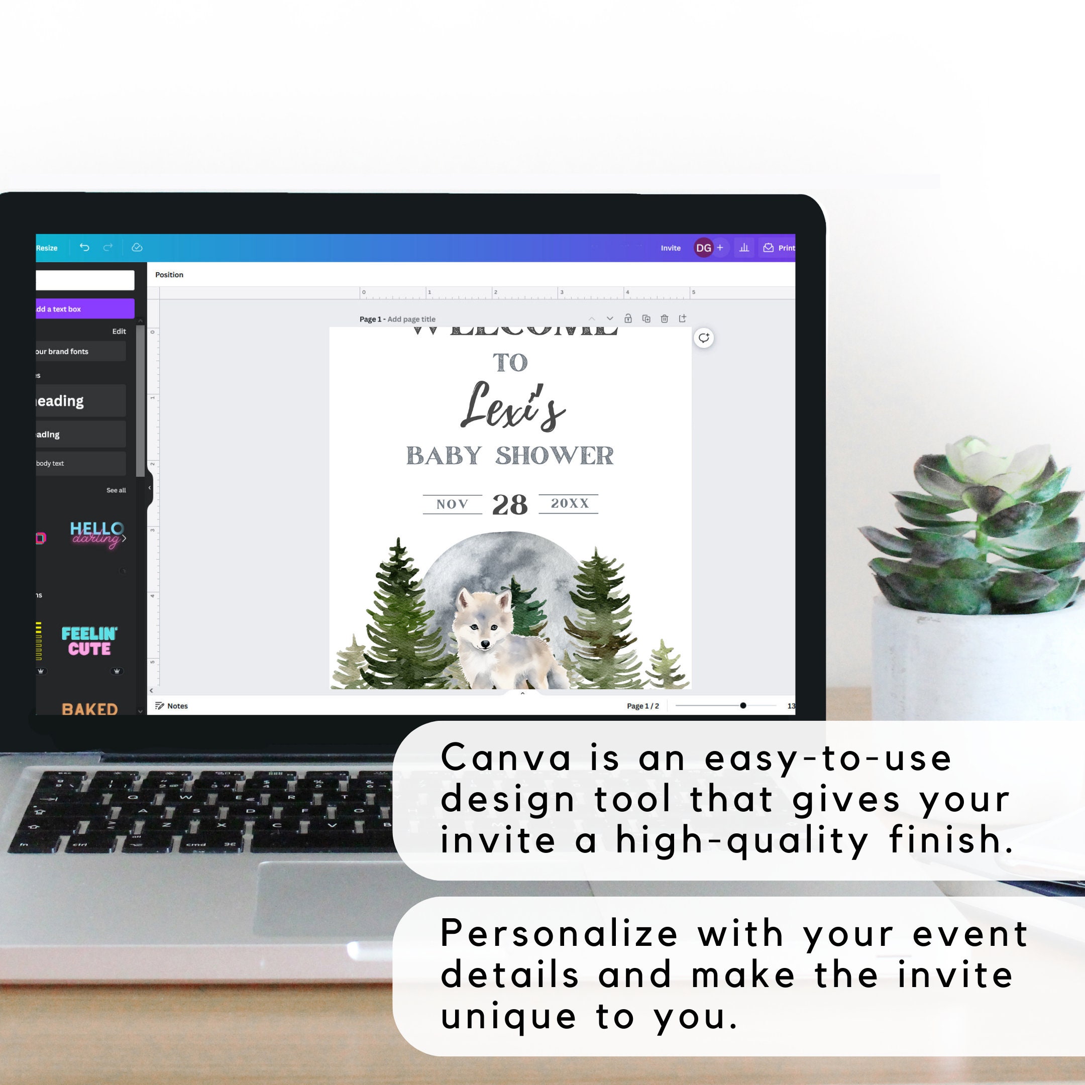 Wolf Pack Baby Shower Welcome Sign Template, Wolf Cub Theme, Winter ...