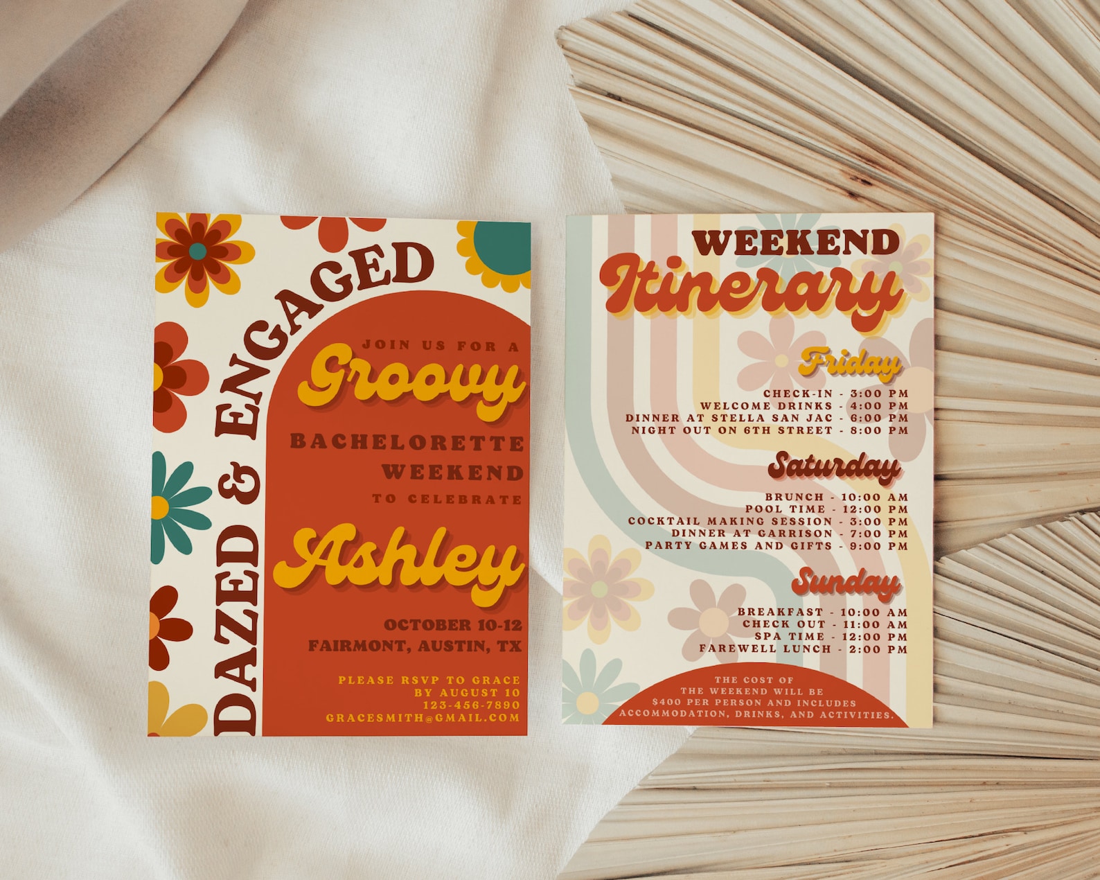 Dazed and Engaged Bachelorette Invitation and Itinerary Template ...