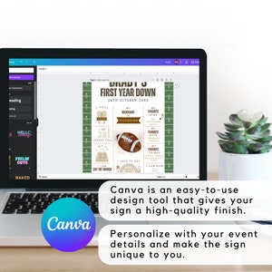First Year Down Birthday Milestone Board Template, American Football ...