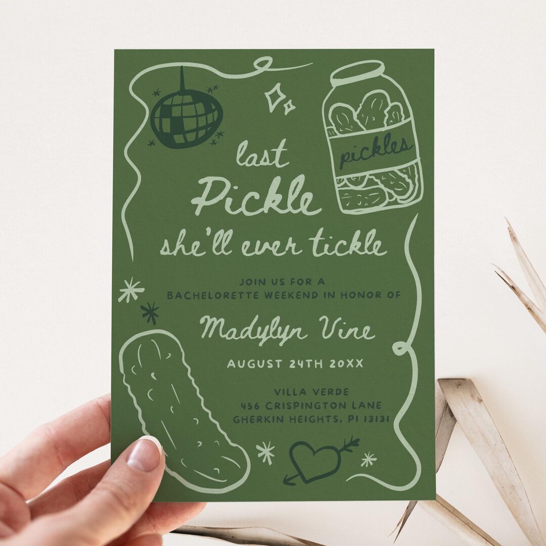 Pickle Bachelorette Invitation Template, Editable Invite, Last Pickle ...