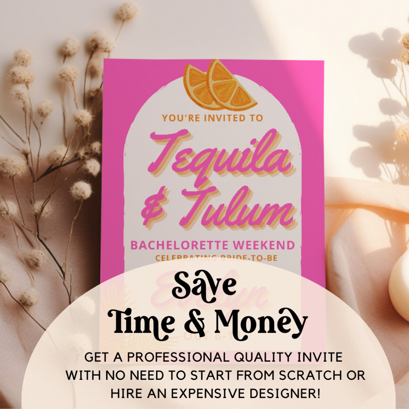 Cabo and Cocktails Bachelorette Invitation Template, Editable Weekend ...