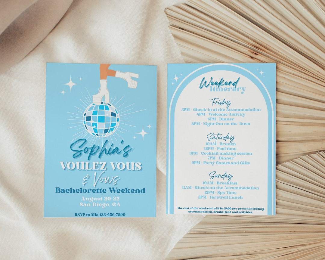 Mamma Mia Theme Bachelorette Invitation Itinerary Template, Voulez Vous ...