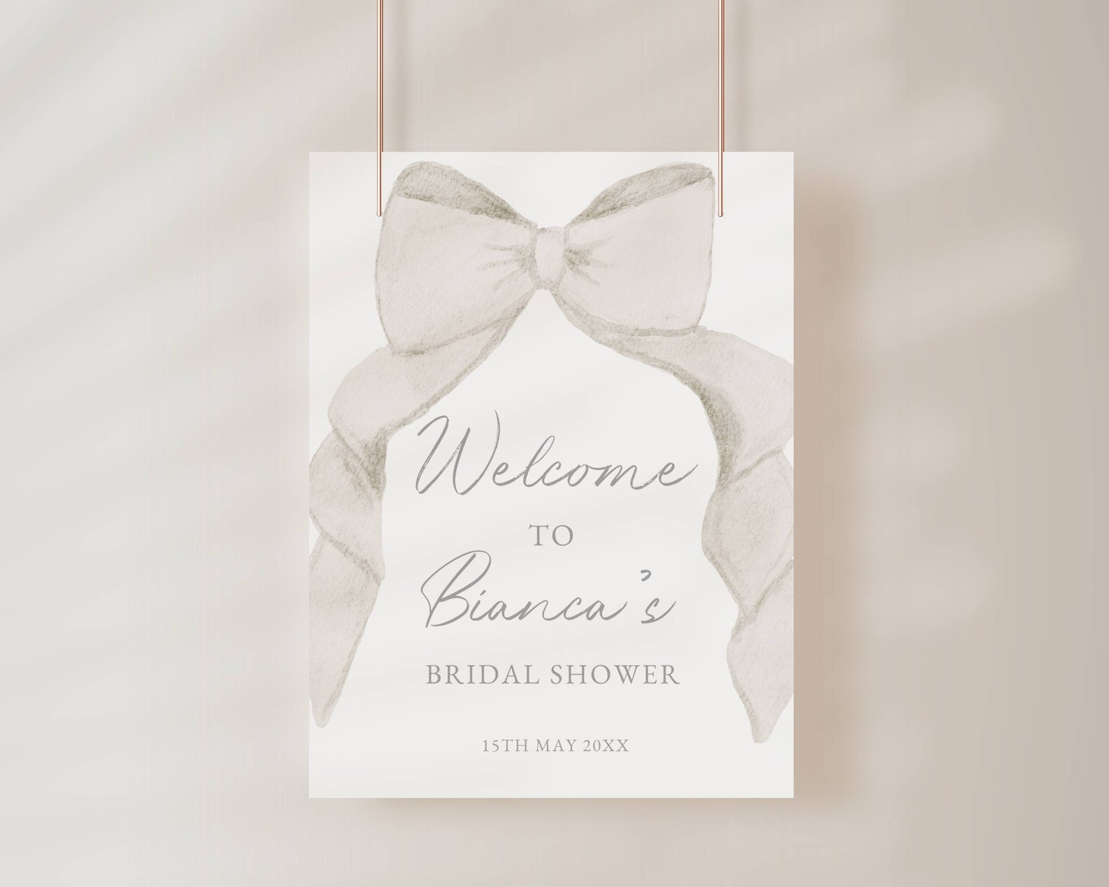 Coquette White Bow Bridal Shower Welcome Poster Template, She's Tying ...