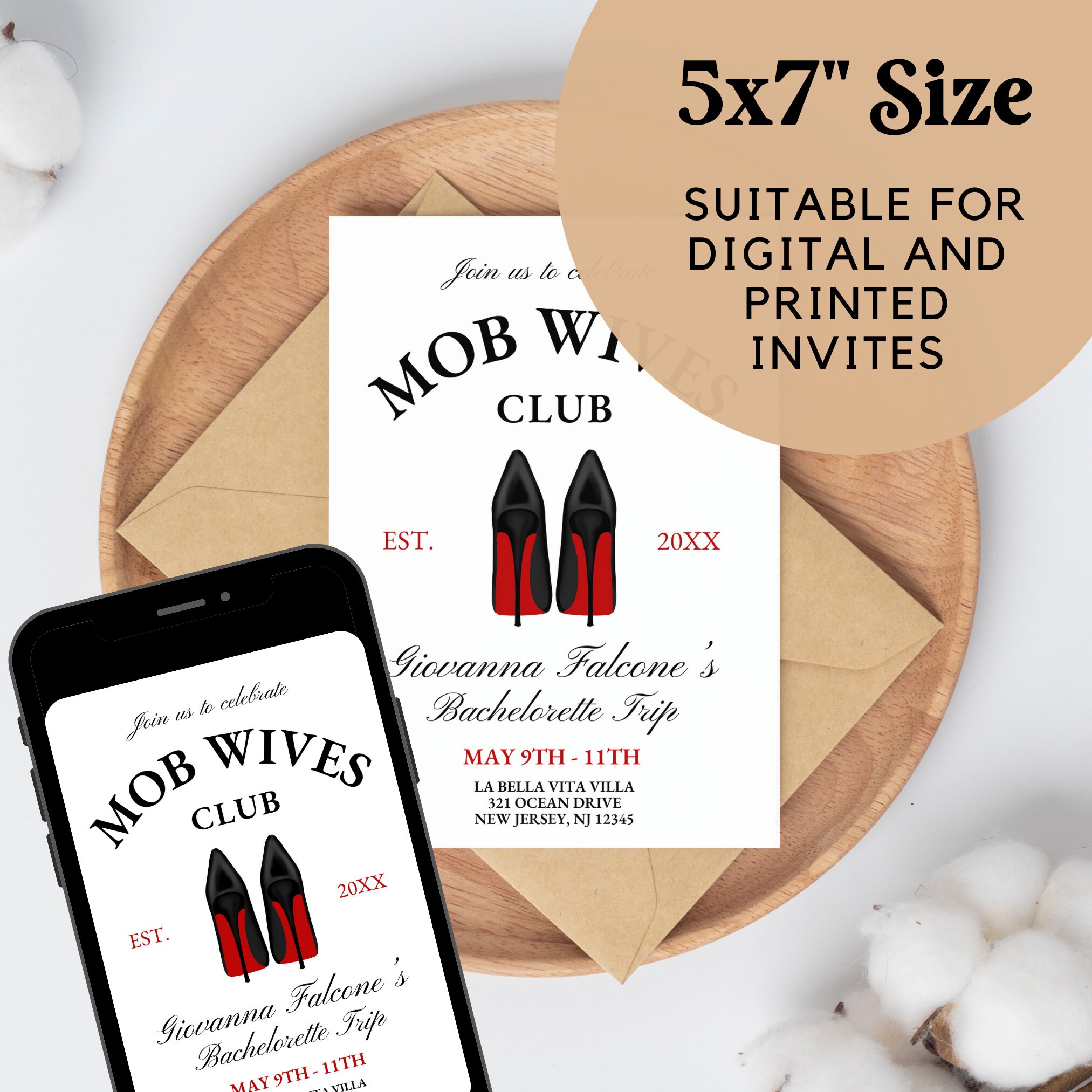 Mob Wife Bachelorette Invitation Itinerary, Italian Mafia Theme, Glam ...