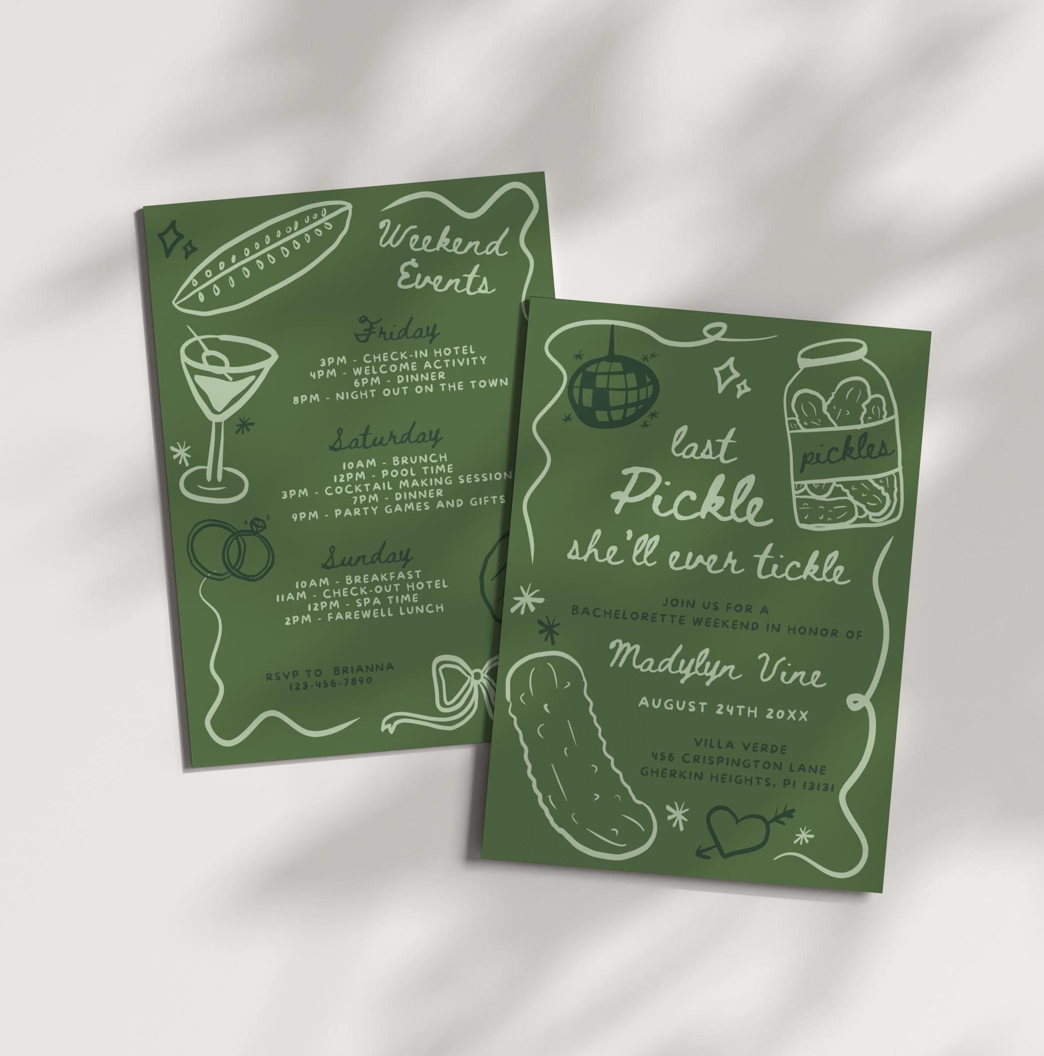 Pickle Bachelorette Invitation Template, Editable Invite, Last Pickle ...