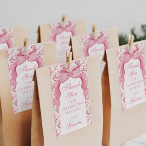 Love Shack Fancy Gift Tags, Editable Template, Coquette Pink Bow Theme ...