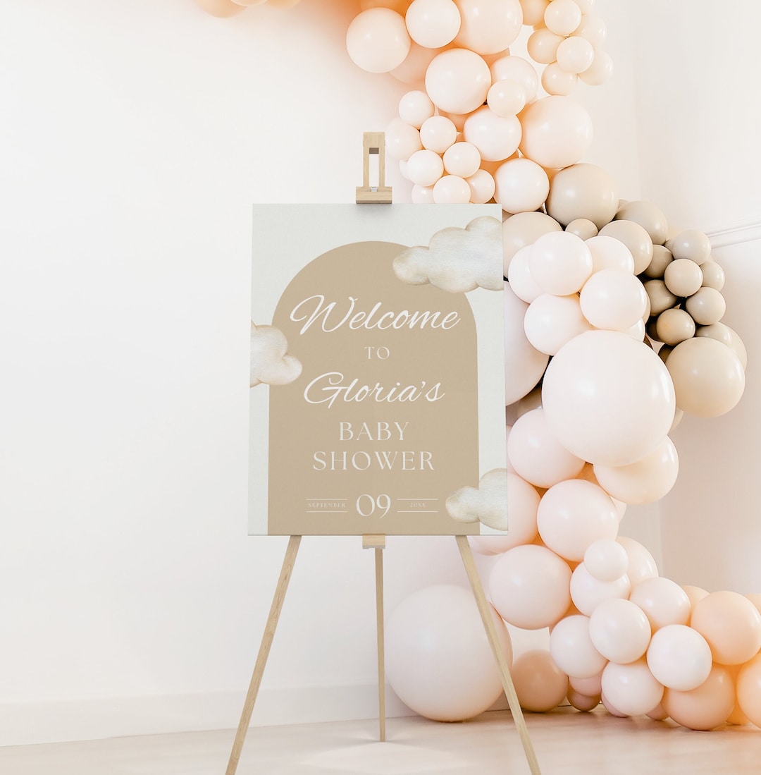 Little Piece of Heaven Baby Shower Welcome Sign Template, Cloud 9 ...