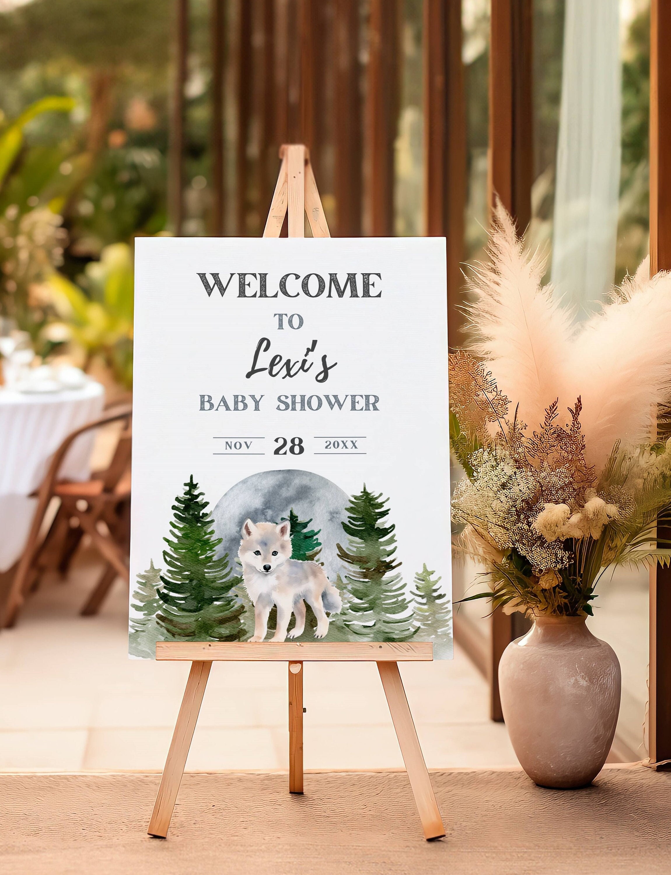 Wolf Pack Baby Shower Welcome Sign Template, Wolf Cub Theme, Winter ...