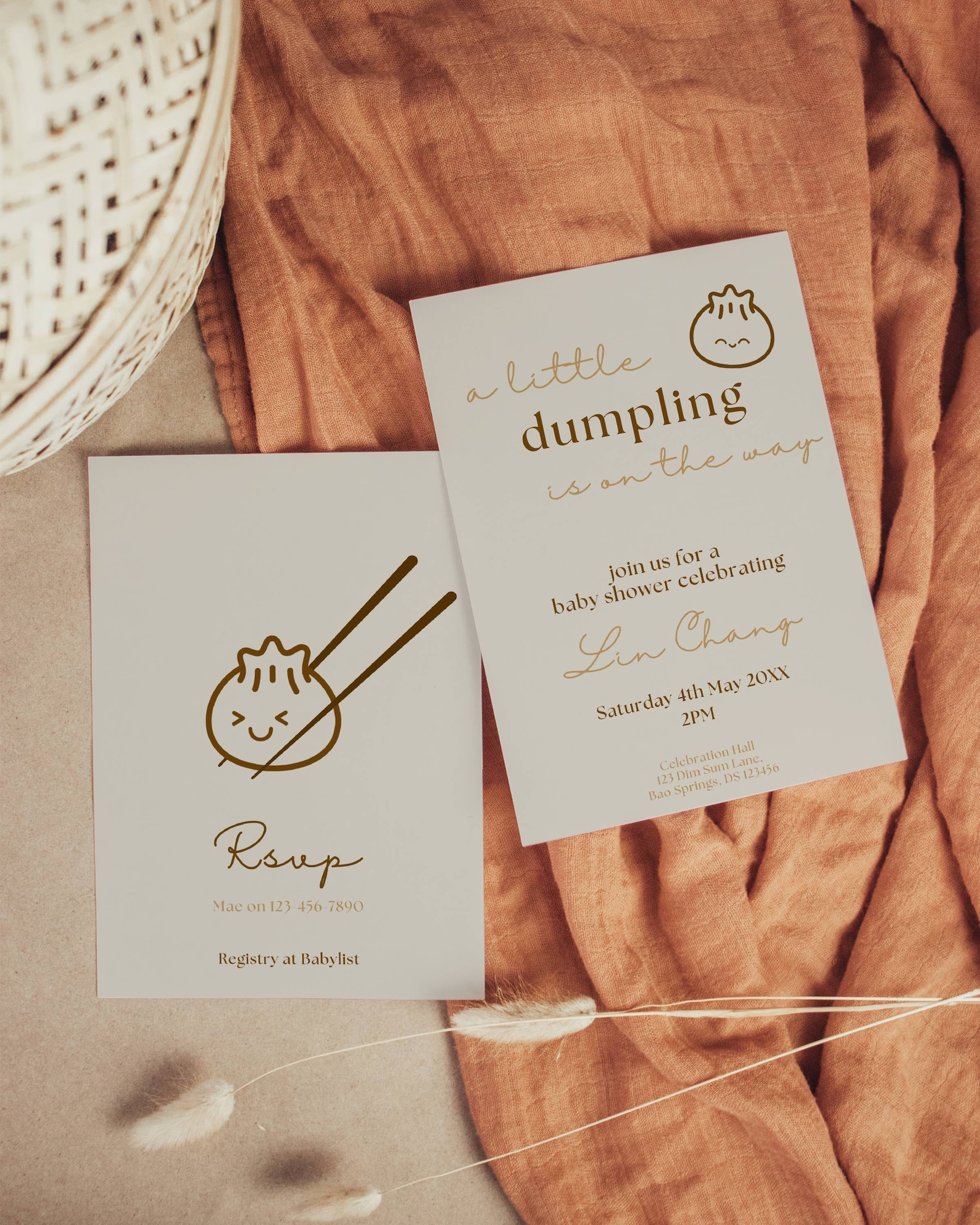 Little Dumpling Baby Shower Invitation Template, Dim Sum Bao Baby ...